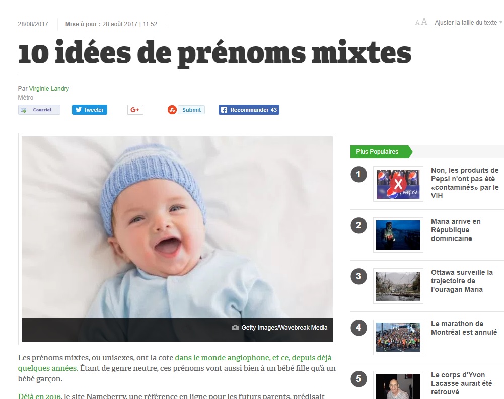 10 idées de prénoms mixtes